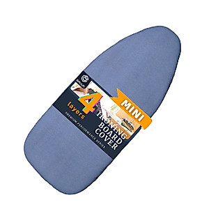 12.5 X 30 inch Smart Table top Ironing Board Cover and Pad with Standard Size, Fits Small, Mini Board, Easy Placement, Extra Thick Padding, Elastic Cord, Heat Resistance (12.5" X 30", Blue)