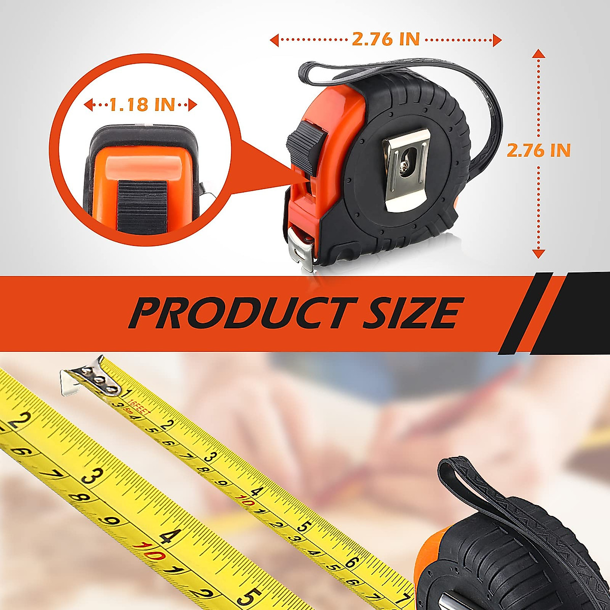 Yunsailing 15 Pack Tape Measure Bulk 16 Feet Retractable Measuring Tape Small Tape Measure Easy Read Tape Measure with Fractions 1/8 Measurement