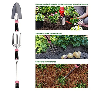 Whonline Pink Garden Tool Set for Women, 31Pcs Succulent Gardening Tool Kit, Heavy Duty Stainless Steel Aluminum Non-Slip Ergonomic Handle Tools Durable Storage Tote Bag Gardening Gifts