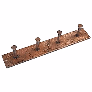 Premier Copper Products RH4 Hand Hammered Copper Quadruple Robe / Towel Hook, Oil Rubbed Bronze