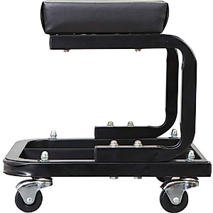 Torin TR6100W BlackJack Rolling Creeper Garage/Shop Seat: Padded Mechanic Stool with Tool Tray Storage, Black