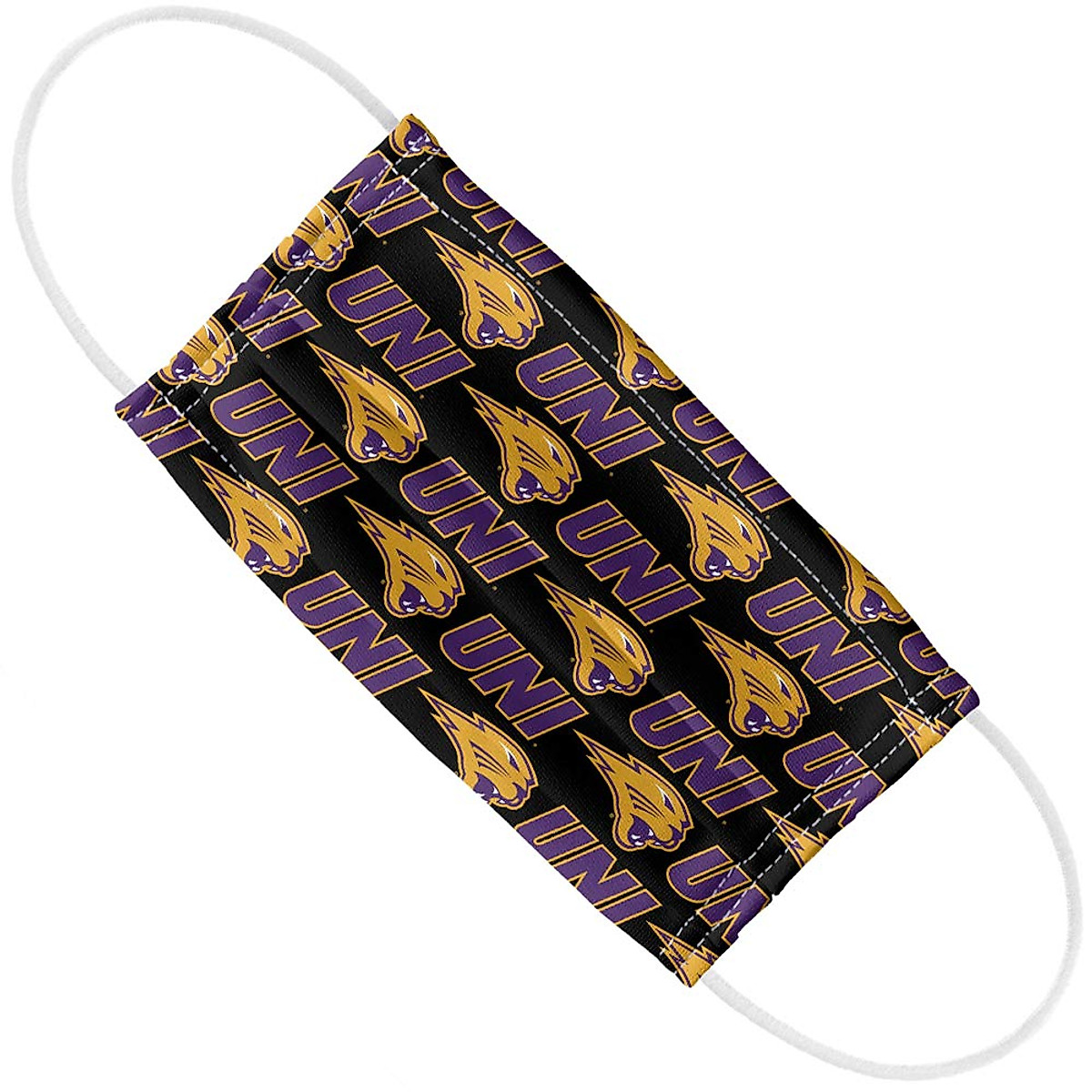 Popfunk University of Northern Iowa Logo Repeat - UNI Panthers Home 1-Ply Reusable Face Mask Covering with Adjustable Nose Wire, Unisex