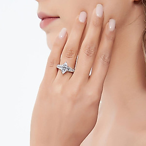 BERRICLE Sterling Silver Solitaire Wedding Engagement Rings 1.6 Carat Marquise Cut Cubic Zirconia CZ Promise Ring for Women, Rhodium Plated Size 5