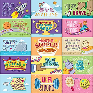 Youngever 300 Pack Lunch box cards for kids, 50 Unique Design, Lunch Box Notes, Motivational and Inspirational Thinking Cards