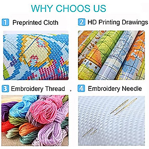 Stamped Cross Stitch Kits, Mushroom Needlepoint Butterfly Counted Cross Stitch Kits for Adults Beginners,Full Range of Cross-Stitch Stamped Kits Needlecrafts for Home Wall Decor Cross Stitch Patterns