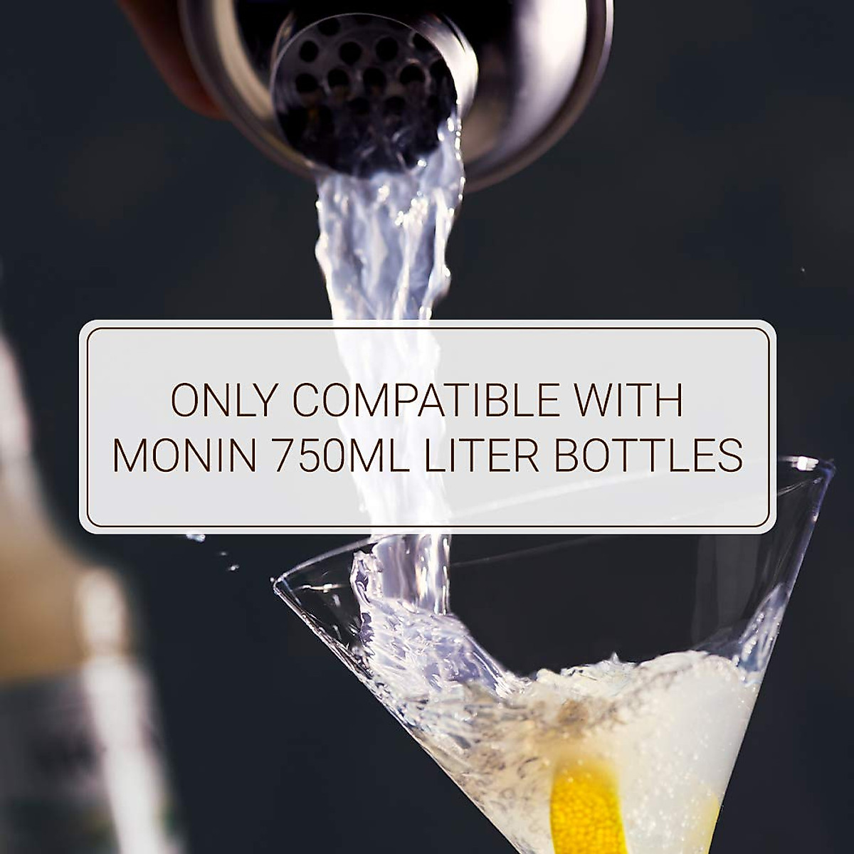 Monin - Syrup Pump, Only Compatible with 750 Milliliters Glass Bottles of Monin Syrup, Tip Cover Included, Approximately ¼ Fluid Ounce Per Pump