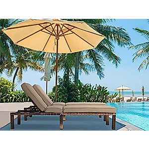 MAGIC UNION 2-Pack Outdoor Chairs Patio Adjustable Wicker Chaise Lounge with Cushions Patio Seating Beach Chairs Chaise Lounge Chairs for Outside Pool Patio Chair Lawn Chairs Set of 2