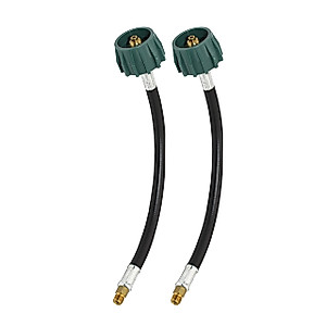 Flame King E12INPT-X2 2-Pack 12-inch Pigtail Hose Connectors for RV, Van Or Trailer Propane Tank 2-Stage Auto Changeover Regulators, Black/Green