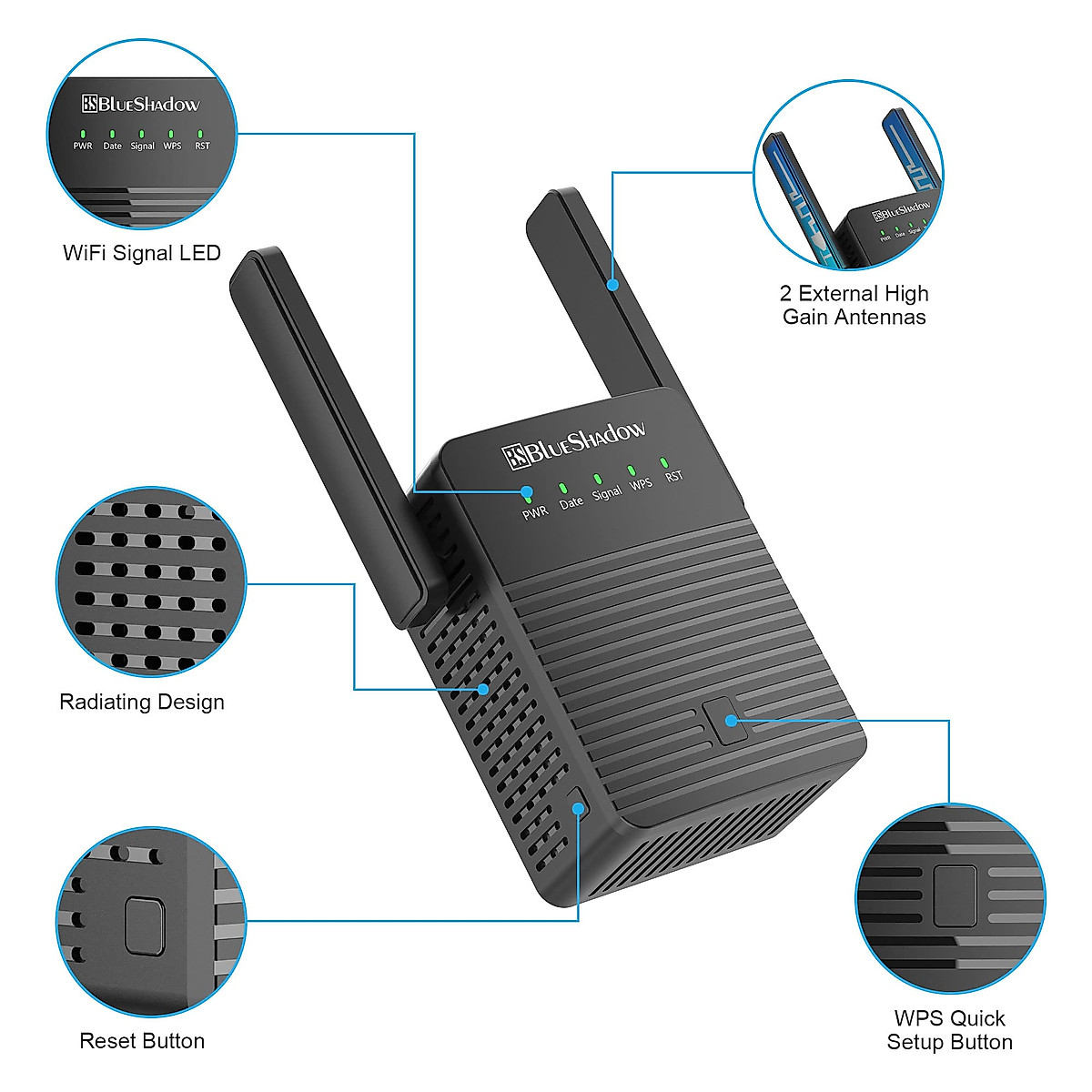 2022 New WiFi Extender Coverage up to 1000 Sq. Ft and 20 Devices with AC 1200 Dual Band WiFi Repeater Range Extender 2 high Gain Antenna (Up to 1200Mbps Speed) with Led Indication & Wall Plug