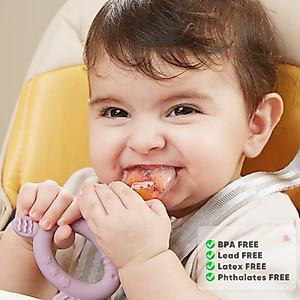 Baby Fruit Feeder Pacifier - Baby Teething Toys for 0-6 6-12 Months, Baby Teethers for Teething Relief, Silicone Fresh Food Feeder for Safe Infant Self Feeding, Baby Essentials (2 Pack)