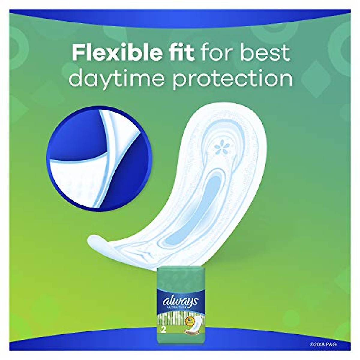 ALWAYS Ultra Thin Size 2 Super Pads Without Wings Unscented, 40 Count