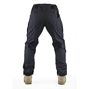 Survival Tactical Gear Pants with Knee Pads Hunting Paintball Airsoft BDU Military Camo Combat Trousers for Men (Black, L)