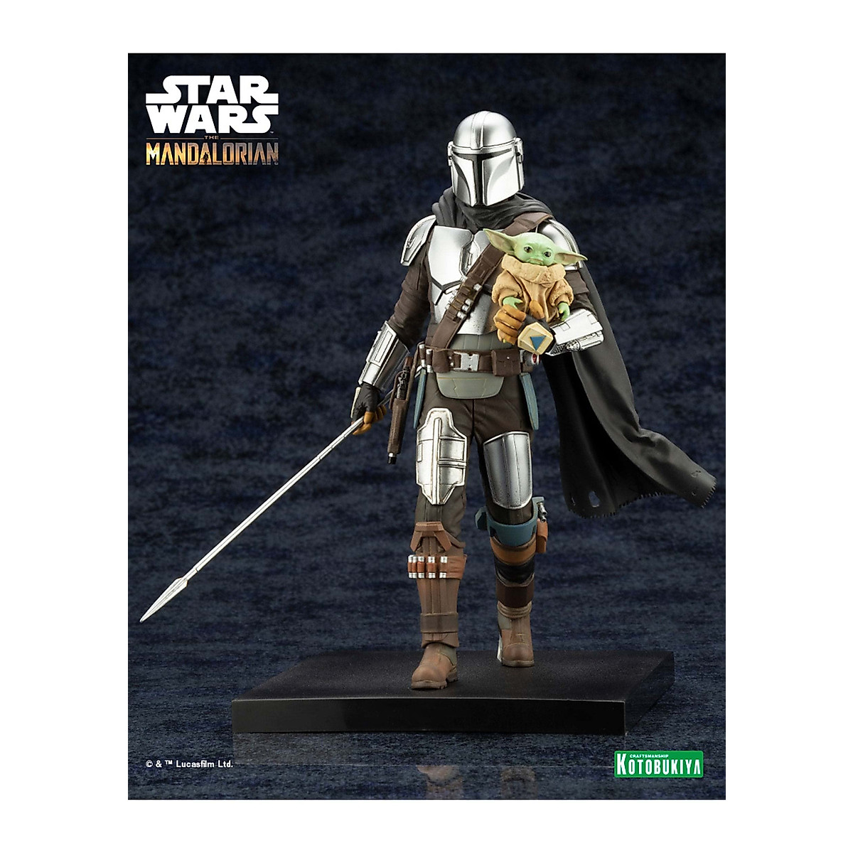 Kotobukiya Star Wars: The Mandalorian & Grogu with Beskar Staff ARTFX+ Statue, Multicolor