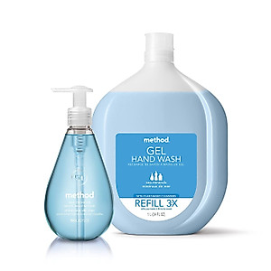 Method Gel Hand Soap Refill, Waterfall, Recyclable Bottle, Biodegradable Formula, 34 oz (Pack of 4)