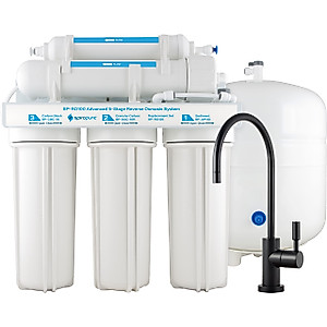 SpiroPure SP-RO100-BK 5-Stage RO Reverse Osmosis Water Filter System with Matte Black/Oil Rubbed Bronze Air Gap Faucet, 75 GPD, Under Sink RO Drinking Water Filtration System