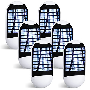 Qualirey 6 Pcs Bug Zapper Indoor Plug in Electric Mosquito Zapper Portable Mosquito Repellent Indoors Fly Trap Mosquito Gnat Killer Insect Zapper Lamp for Home Bedroom Garage Kitchen
