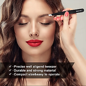 SUCOOR professional stainless steel inclined tweezers, suitable for men and women, high precision, professional removal of ingrown hairs, plucking, hair removal, easy to carry outer packaging(1Pack).