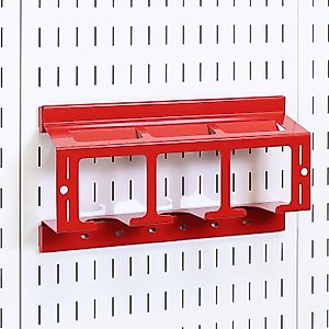 Wall Control Drill Holder Power Tool Storage Rack - Compact Impact Drill Battery Power Tool Pegboard Organizer Pegboard (Red)