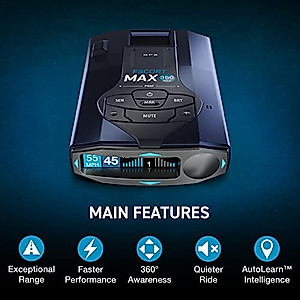Escort MAX 360 MKII Radar and Laser Detector Bluetooth Enabled, 360° Directional Arrows, Exceptional Range, Shared Alerts, Drive Smarter App, Black