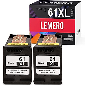 LEMERO 61XL Remanufactured Ink Cartridge Replacement for HP 61 XL 61XL Black Ink Cartridge for HP Envy 4500 5530 4501 4502 OfficeJet 4630 4635 4632 DeskJet 2541 2542 Printer Ink Cartridge (2 Black)