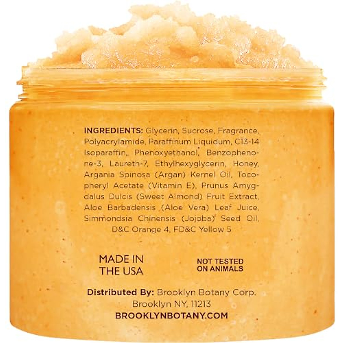 Brooklyn Botany Peach Bellini Honey Sugar Scrub for Body 20 oz – Deeply Hydrating and Gently Exfoliating Body Scrub for Women and Men – Moisturizing and Nourishing the Skin