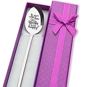 New Stainless Steel Spoon,Drink Tea Read Books Be Happy,Enjoy Afternoon Tea Spoon 304 Pointed Gift Couple Leisure Tea Set Dinner Spoon,Christmas Birthday Gift,Can Be Custom Wholesale.