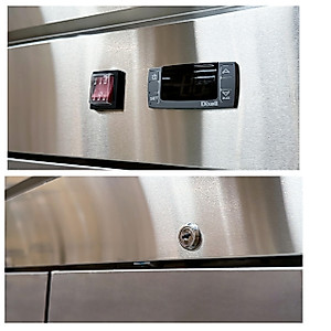 Commercial Freezer 2-Doors Solid Upright Reach in Two Section Stainless Steel NSF 54" Width, Capacity 47 Cuft, Bottom Mounted Restaurant Quality Kitchen Side by Side Cold -8°F