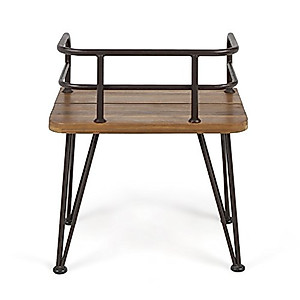 Christopher Knight Home Zion Outdoor Industrial Acacia Wood Chairs with Iron Frame, 2-Pcs Set, Teak Finish / Rustic Metal