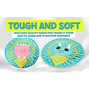 18” Dragon Dog Sniffing Mat - Easy to Clean Fleece Snuffle Mat for Dogs Small - Interactive Dog Toys for Bonding & Fun - Durable Snuffle Mat for Dogs Large Breed - Round Play Mat for Brain Exercise
