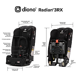 Diono Radian 3RX 3-in-1 Rear and Forward Facing Convertible Car Seat, Adjustable Head Support & Infant Insert, 10 Years 1 Car Seat Ultimate Safety and Protection, Slim Fit 3 Across, Jet Black