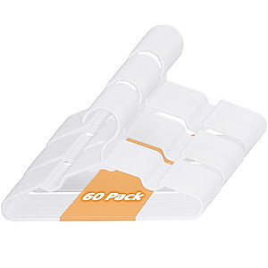 Kids Plastic Hangers 60 Packs, Baby Clothes Hangers for Closet Non-Slip Toddler Hangers for Infant Child Clothing, Small Children Hangers for Pants Coats Skirts (White, 60 Packs)