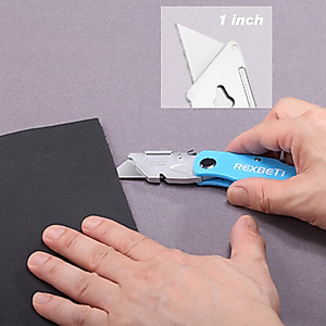 REXBETI 12 Pack Folding Utility Knife Set Quick Change Blade box cutter, Back-lock Mechanism with 20 Extra Blades, SK5 Standard Replaceable Razor Blad