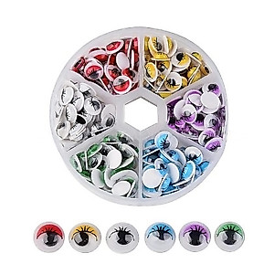 Craft County 300 Pcs Googly Eyes Multi Color 8mm Plastic with Lashes and Self-Adhesive Backing