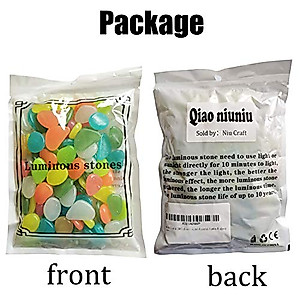 QIAONIUNIU 100 Pcs New Colorful Glow in The Dark Pebbles Stones Rocks for Fish Tank Aquarium Garden Walkway