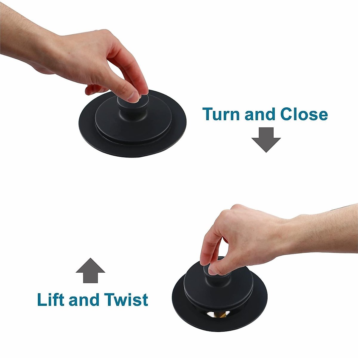 Matte Black Tub Drain and Overflow Kit with Single Hole Overflow Faceplate, Welsan Universal All Metal Lift & Turn Black Bathtub Drain Kit with Fine/Coarse Thread Conversion Twist Trim Kit Assembly