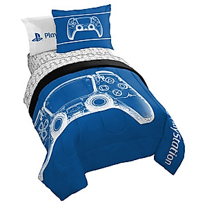 PlayStation X-Ray Gamer 5 Piece Twin Size Bed Set - Includes Comforter & Sheet Set - Super Soft Kids Bedding Fade Resistant Microfiber (Official Product)