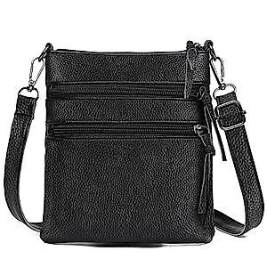 Genuine Leather Small Crossbody Bags for Women Black
