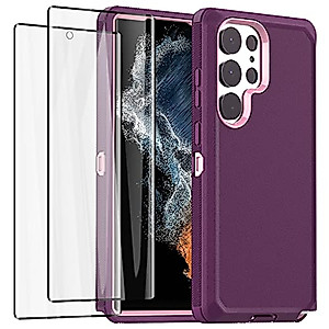 AICase Samsung Galaxy S23 Ultra Heavy Duty Shockproof Case - 3-Layer Military Protection, Night Purple/Baby Pink, 6.8" Screen Protector Included