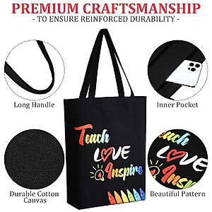 Xuniea 2 Pcs Teacher Appreciation Tote Bag, Teacher Gifts Idea Funny Reusable Canvas Bag for First End Day of School (Simple Style)