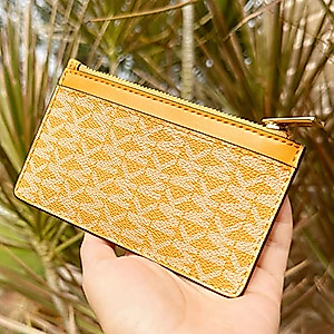 Michael Kors Jet Set Travel Medium Top Zip Card Case Wallet Honeycomb Coin Pouch