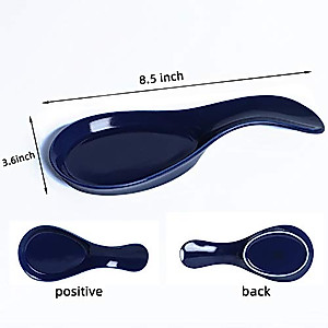 GDCZ Porcelain Spoon Rest - Large Spoon Holder Utensil Rest for Kitchen Counter Stove Top, Dishwasher Safe (Navy)