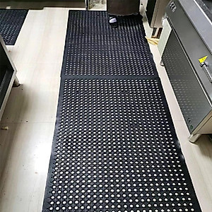 uyoyous Commercial Drainage Floor Mat with Holes 59 x 35.4 Inch Restaurant Bar Floor Mat Rubber Drainage Mat Heavy Duty Kitchen Anti-Fatigue Drainage Rubber Matting