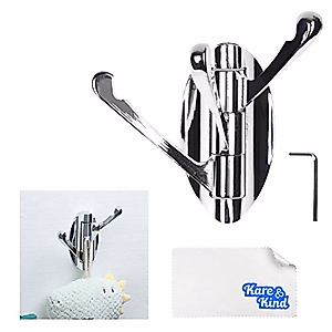 Kare & Kind 1x Stainless Steel Swivel Hook - Foldable, Solid Wall Mount Coat Jacket Holder - Three Swing Arms - for Hanging Wet and Dry Clothes, Towels - Install in Kitchen, Bedroom, Bathroom, Garage