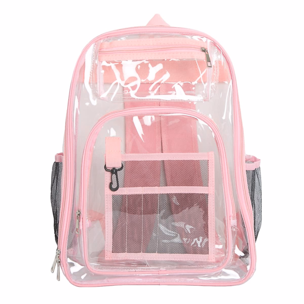 HUIHSVHA Clear Backpack, Heavy Duty PVC See Through Transparent Bag Boys Girls Bookbags for Travel School College Work