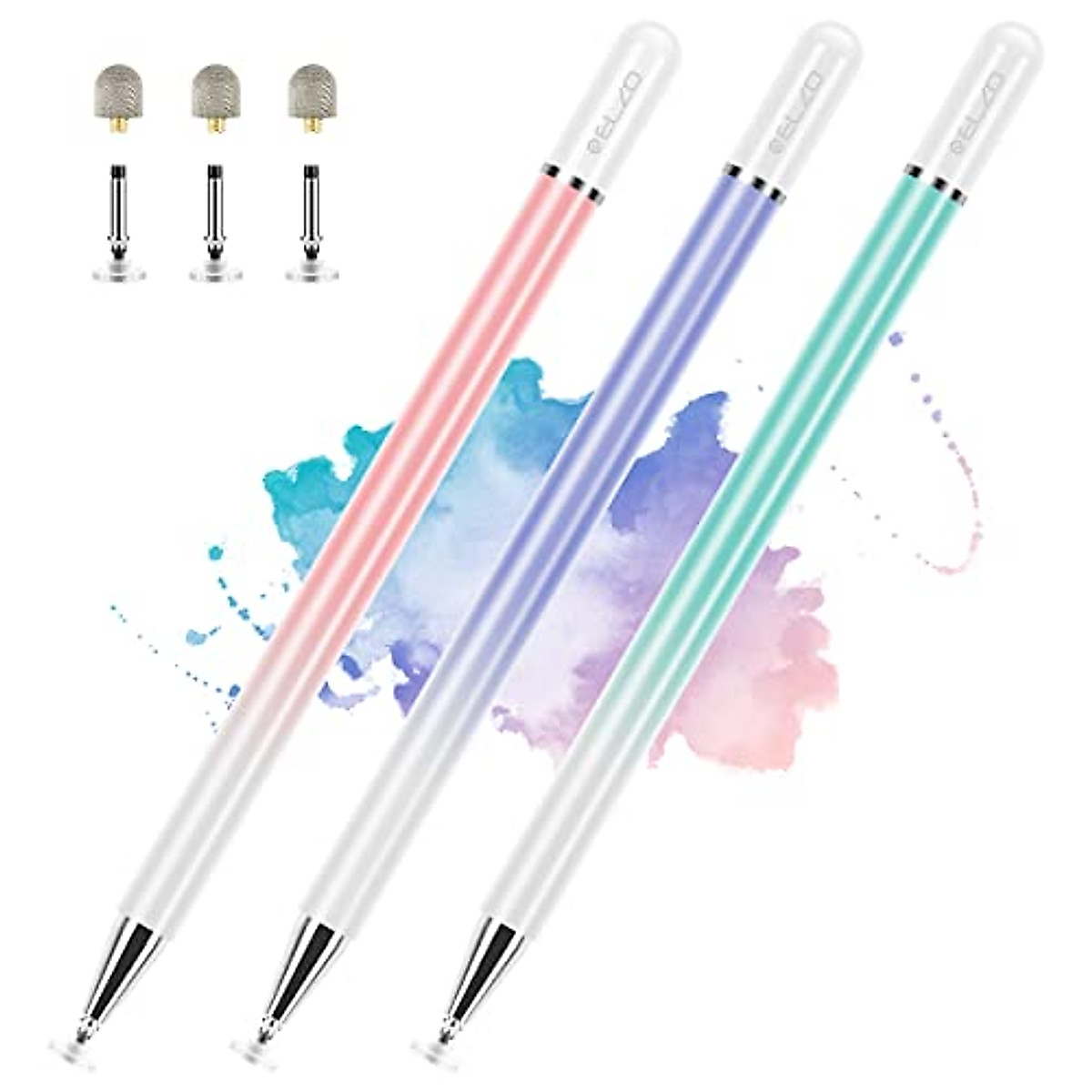 ELZO Stylus Pens for Touch Screens, 2 in 1 Universal Stylus, Surface Pen, 100% Compatible with All Tablet Touch Screens for iPhone/iPad/Samsung/Huawei/Lenovo, Magnetic Cap, Stylus Pen Replacement
