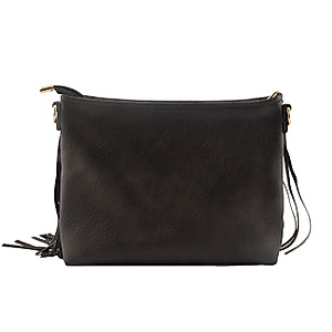 Jiaruo Fashion Retro Fringe Design Small Women PU Leather Crossbody Bag Handbag And Purses (Black)