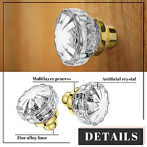 Amylove 2 Set Glass Door Knobs Mortise Style Fluted Crystal Antique Door Knobs with Spindle Antique Doorknobs for Home Interior(Gold,Basic)