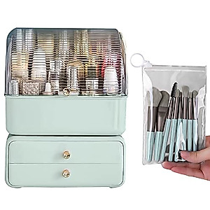 Makeup Organizer Large Visible Cosmetic Display Case With Detachable Drawers Include 8 Makeup Brushes Waterproof and Dustproof Cosmetic Storage Organizer For Makeup Skincare