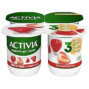 ACTIVIA Probiotic Low fat Yogurt, Strawberry, Non-GMO Project Verified, Multi Pack, 4 Oz, 4 Count