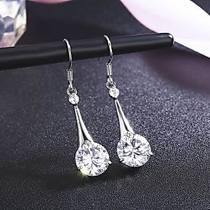 SBLING Platinum-Plated Silver Cubic Zirconia Tear Drop Earrings (6.5 cttw)